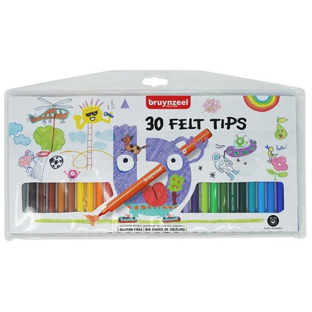 30 felt tips uitwasbaar | Bruynzeel 30 viltstiften